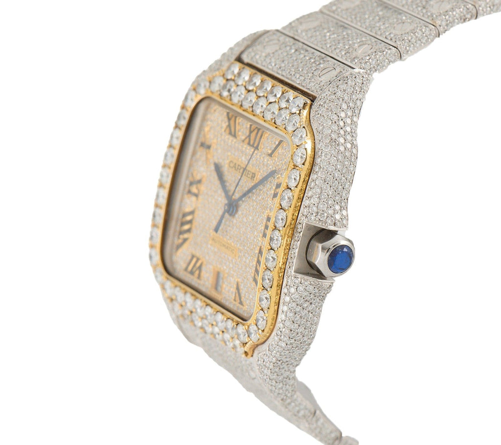 Cartier Santos De Cartier W2SA0006, 40MM, Iced Out W/Aftermarket Diamo ...
