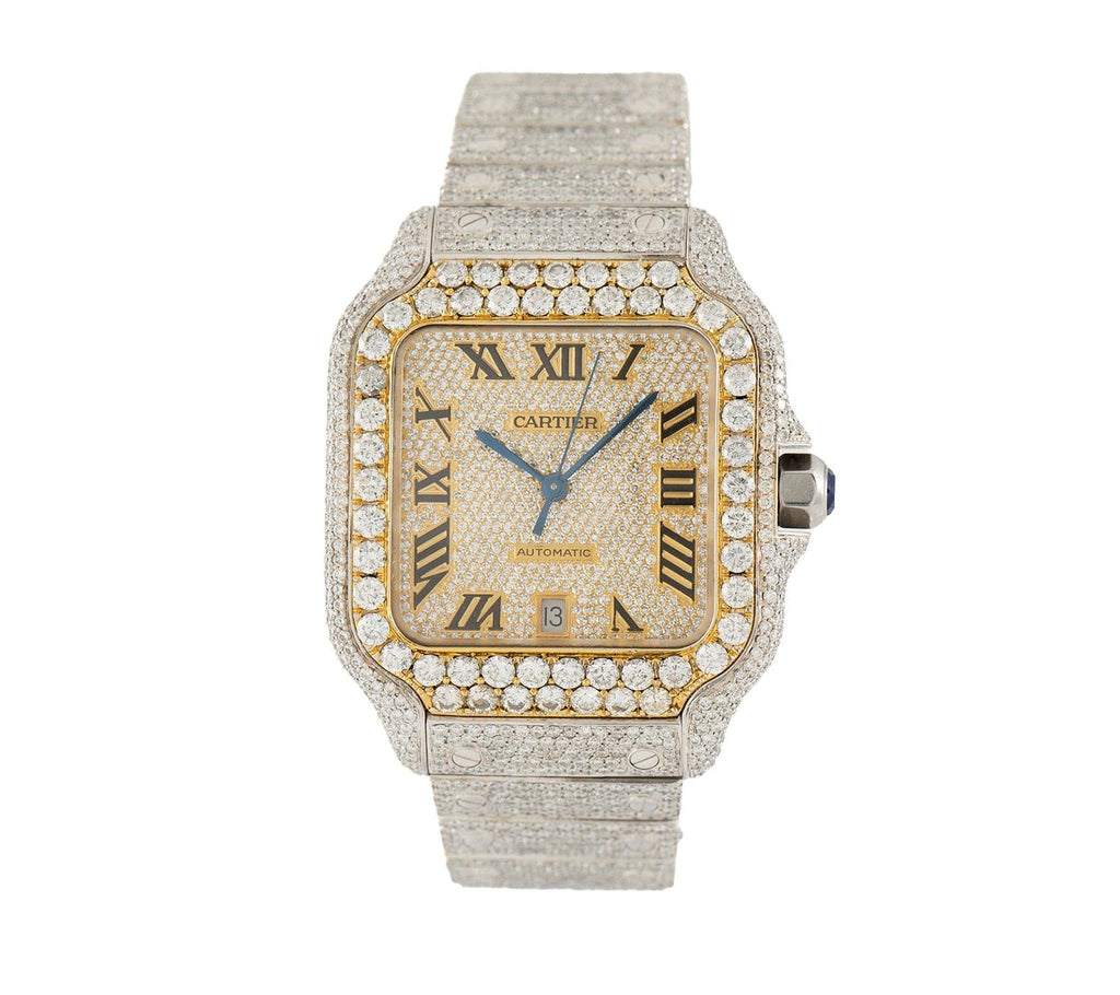 Cartier Santos De Cartier W2SA0006, 40MM, Iced Out W/Aftermarket Diamo ...